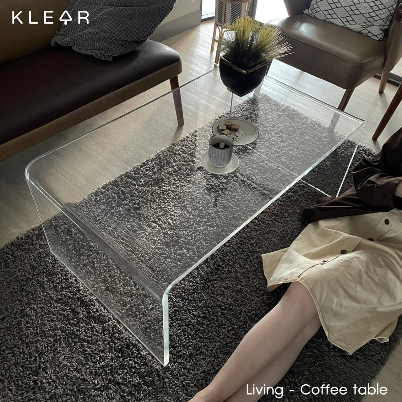 KlearObject อะคริลิค ชั้นวาง/โต๊ะ สำหรับ LIVING (M) ขนาด 100x60x40cm. สีใส - ThaiPick